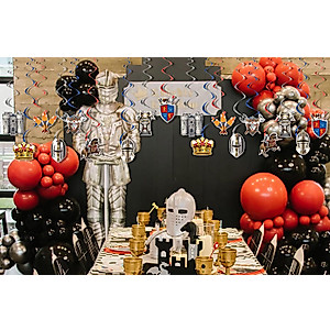 Medieval Decorations,Medieval Knight Birthday Decorations, Medieval Hanging Swirls, Knight Crown Stone Wall Medieval Party Decorations Spiral Renaissance Castle Decorations