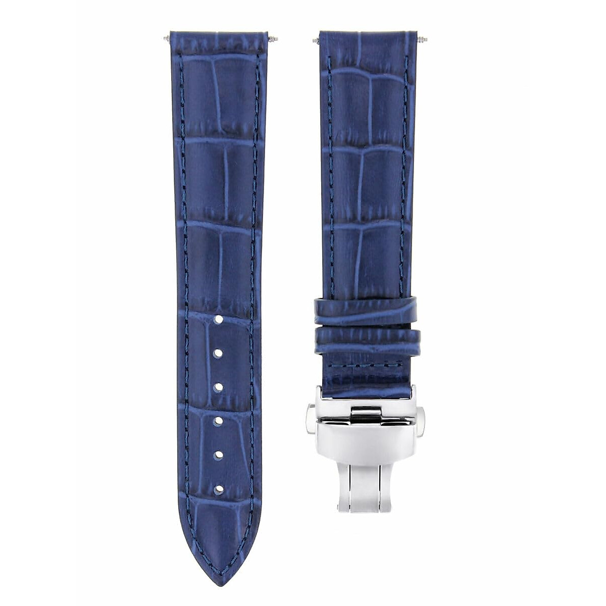 Ewatchparts 18MM BLUE LEATHER WATCH BAND STRAP DEPLOYMENT BUCKLE CLASP BRACELET COMPATIBLE WITH IWC 2B