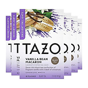 TAZO Dessert Delights Vanilla Bean Macaron Tea Bags, Sugar and Calorie Free, 15 Count (Pack of 6)