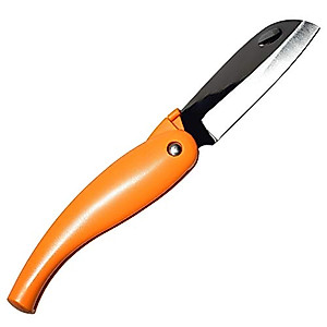 Seki Japan Folding Fruit Knife, Small Peeling Knife, 3.3-inch stainless steel blade with orange plactic handle, for kitchen and outdoor