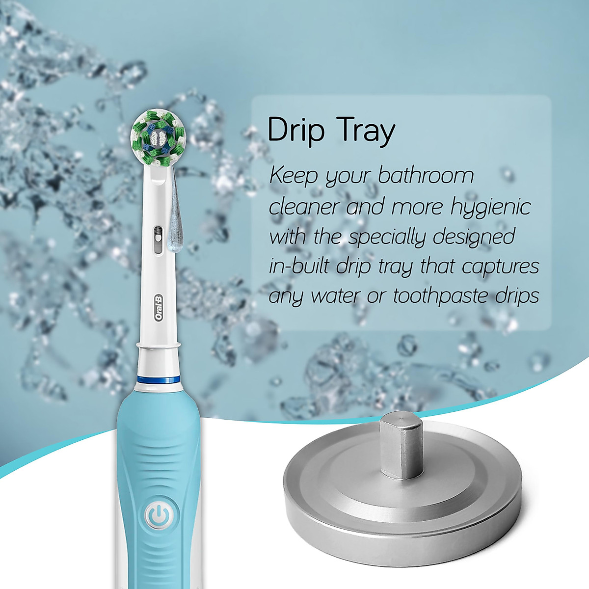 Relsy Silver Oral-B Compatible Electric Toothbrush Holder for Bathroom, Aluminum Oral B Toothbrush Holder with Hygienic Drip Capture Stops Toppling with Metal Toothbrush Stand