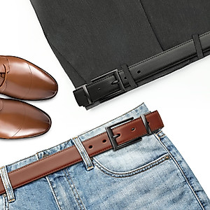 Lavemi Mens Belt Reversible 100% Italian Leather Dress Casual,One Reverse for 2 Colors,Trim to Fit(21863-4 110)