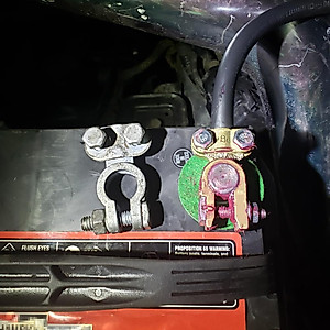 Ampper Brass Battery Terminals Connectors Clamps, Top Post Battery Terminal Protector Set for Marine Car Boat RV Vehicles (1 Pair)