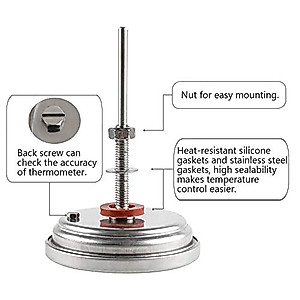 BBQ Grill Temperature Gauge Waterproof Large Face for Kamado Grill Joe Barbecue Charcoal Grill Stainless Steel 150-900°F Cooking Thermometer for Oven Wood Stove Accessories Tool Set Up Easy (White)