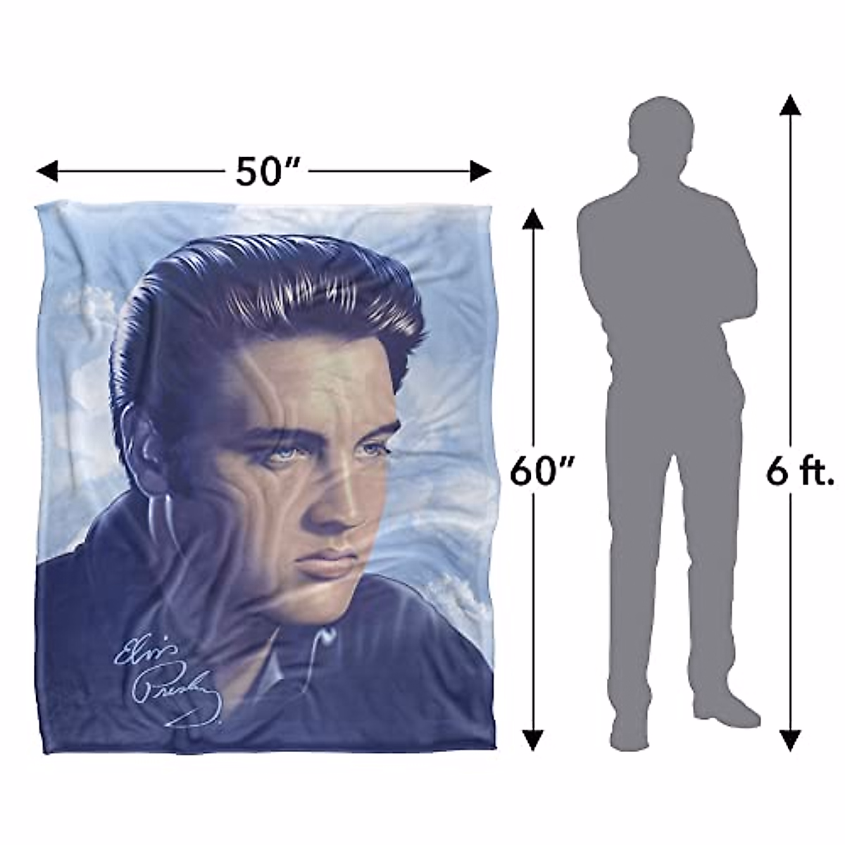 Elvis Presley Blanket, 50"x60", Big Portrait Silky Touch Sherpa Back Super Soft Throw Blanket