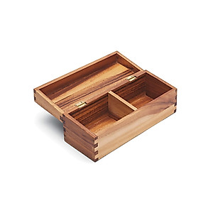 Ironwood Gourmet Acacia Wood Recipe Box, Double Compartment, For 3" x 5" Cards