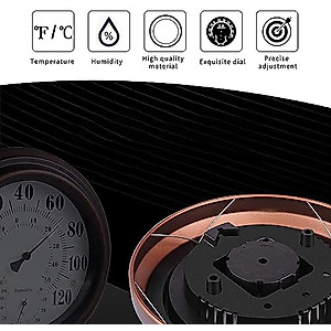 Indoor Outdoor Thermometer - Premium Steel Wall Thermometer Hygrometer for Patio, Wall or Decorative, No Battery Required Hanging Thermometer 8" Round Diameter (Bronze)