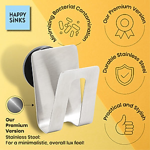 Happy Sinks Magnetic Sponge Holder for Kitchen Sink - Suitable for Steel - Metal - Composite Sinks - Strong Magnetic Backing - Durable and Sustainable Solution - Sink Caddy Sponge Holder - (Steel)