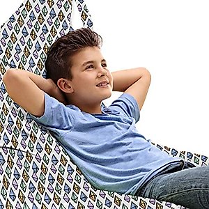 Ambesonne Geology Lounger Chair Bag, Hand Drawn Illustration of Gemstones Colorful Rainbow Style Elements Retro Design, High Capacity Storage with Handle Container, Lounger Size, Multicolor