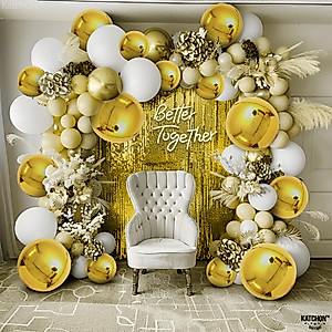 KatchOn, Large Gold Balloons - 22 Inch, Pack of 14 | Gold Foil Balloons for Gold Party Decorations | Round 4D Chrome Gold Balloons, Gold Mylar Balloons | New Years Balloons, New Years Decorations 2025