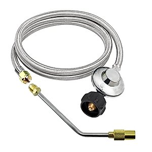 MCAMPAS 6Ft Propane Regulator and Hose, Propane Elbow Adapter 3/8 inch Male Flare Universal Fit for Blackstone Griddle Grill,Blackstone 17"/22"/28"/36" Griddle Gas Grill Regulator Replacement