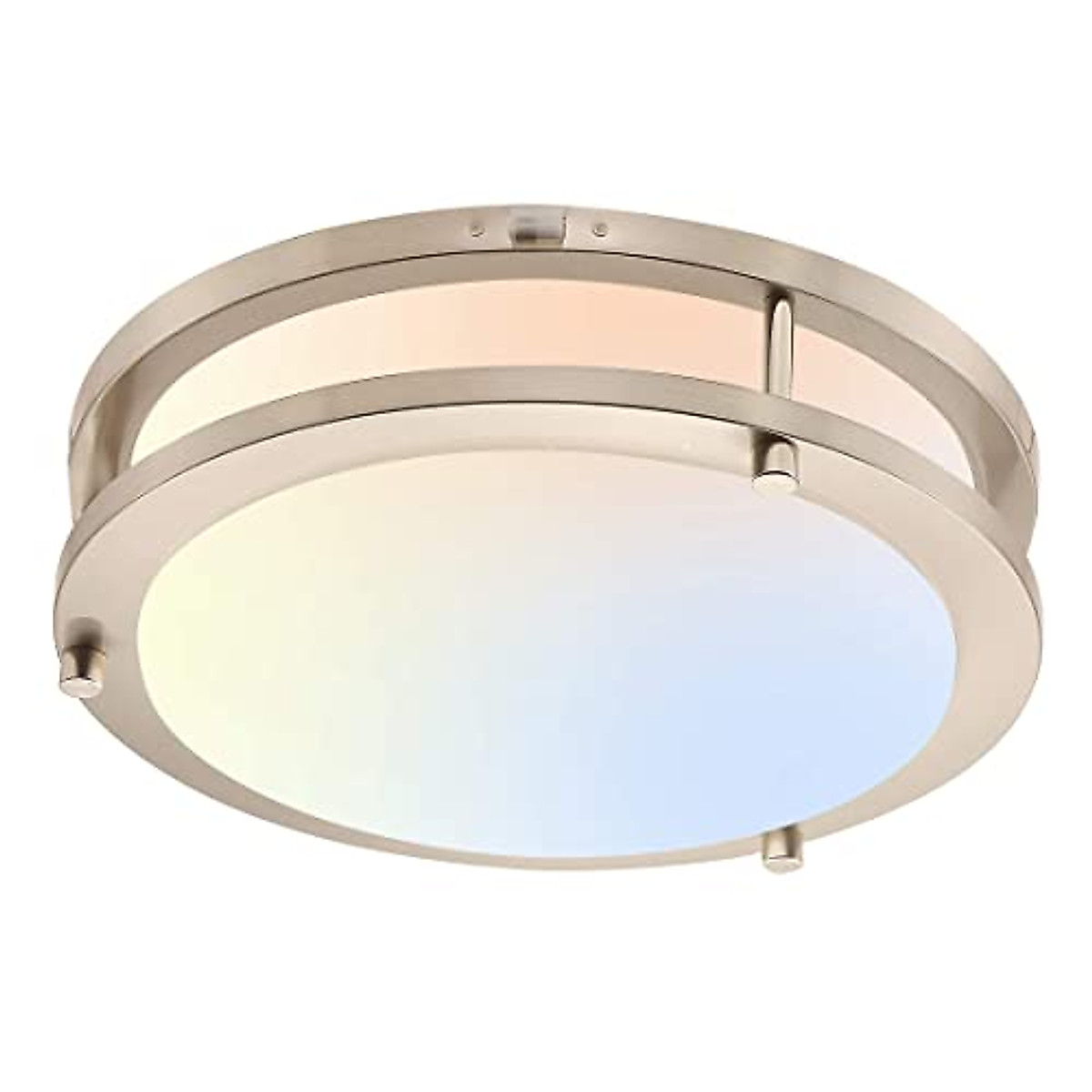 CLOUDY BAY LED Flush Mount Ceiling Light,10 inch,120V 17W Dimmable 1050lm,3000K/4000K/5000K Adjustable,CRI 90+, ETL Listed/ JA8, for Kitchen,Hallway,Stairwell,Damp Location, Brushed Nickel