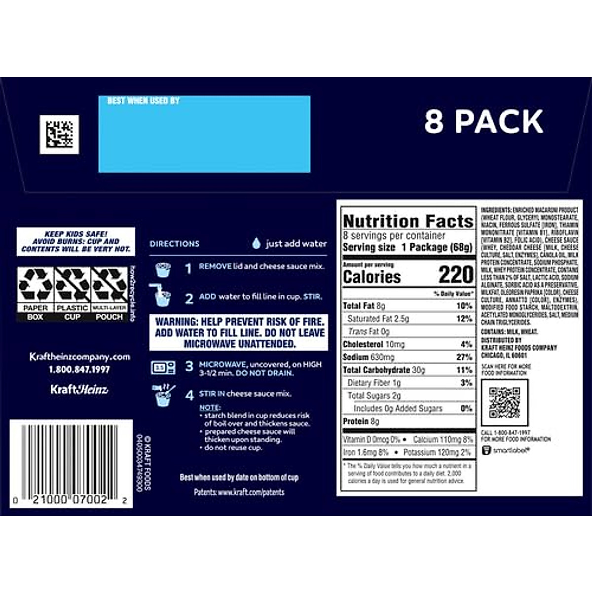 Kraft Deluxe Original Macaroni & Cheese Easy Microwavable Dinner (8 ct Box, 2.39 oz Cups)