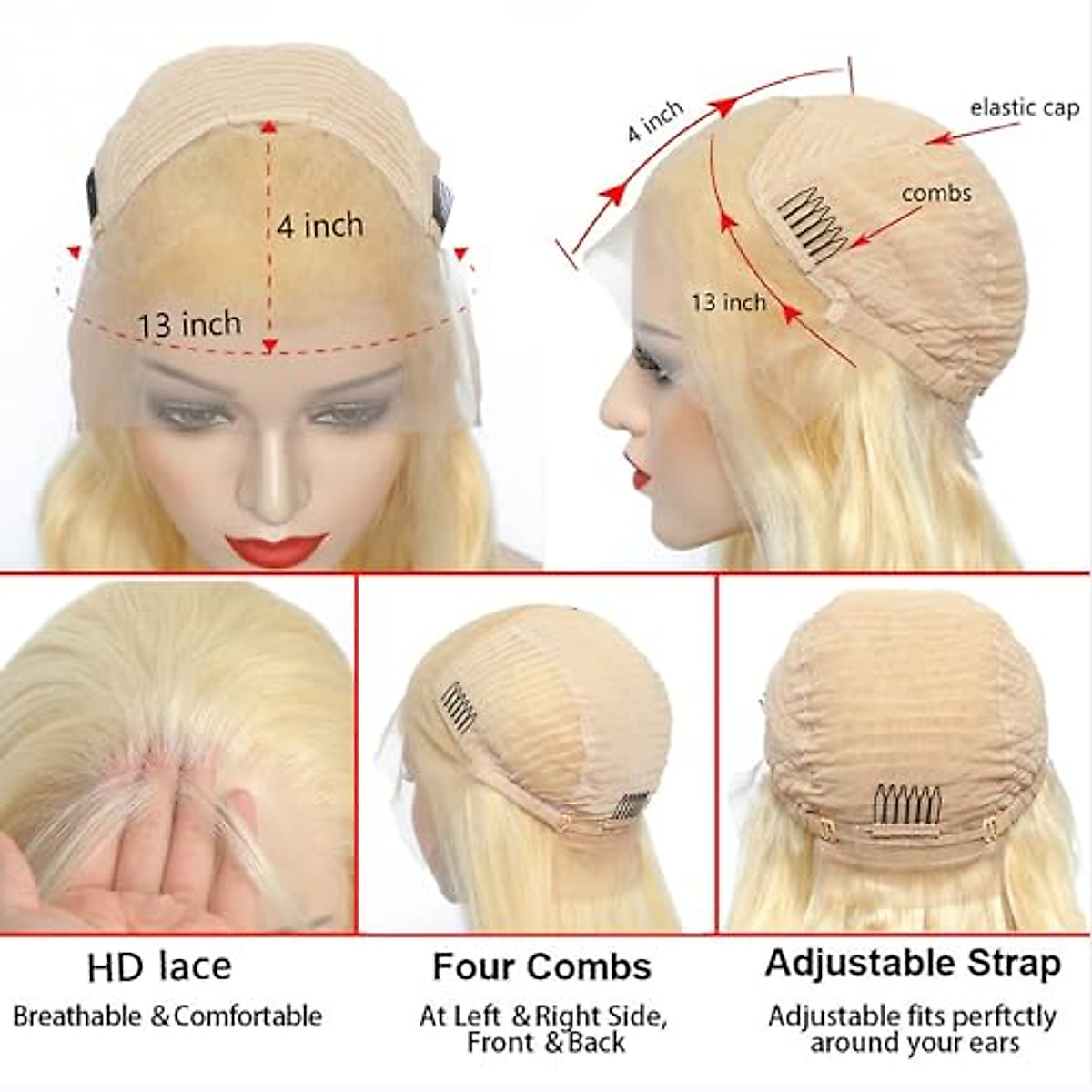 Alipeacock Blonde Bob Wig 13X4 Lace Front Wigs Pre Plucked Bleached Knots 150% Density 613 Straight Short Human Hair Lace Frontal Wigs for Women 10inch