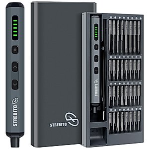 STREBITO Mini Electric Screwdriver Set, 70 in 1 Small Electric Screwdriver Cordless - 64 S2 Preicison Bits, 5 Torque Settings, 4 LED Lights, Mini Power Screwdriver Repair Tool Kit for PC RC Electronic