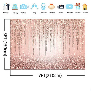 Avezano Rose Gold Glitter Backdrop Rose Gold Sweet Pink Birthday Party Background for Women Girls Vinyl Rose Gold Birthday Baby Shower Banner Kids Portraits Photo Props