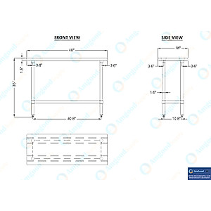 18" X 48" Stainless Steel Work Table with Under-Shelf | NSF Kitchen Island Food Prep | Laundry Garage Utility Bench