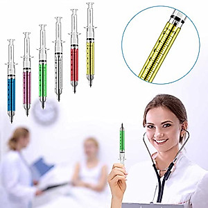 SunAngel Multi-Color Syringe Pen Writes In Black Ink, For Boys And Girls, Imaginary Doctor Play, School Supplies (red,yellow,blue,green,white,purple, 60PCS)