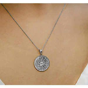 Religious Jewelry Fine 14k White Gold Lord's Prayer Transcription Medallion Necklace Size (S), 16"