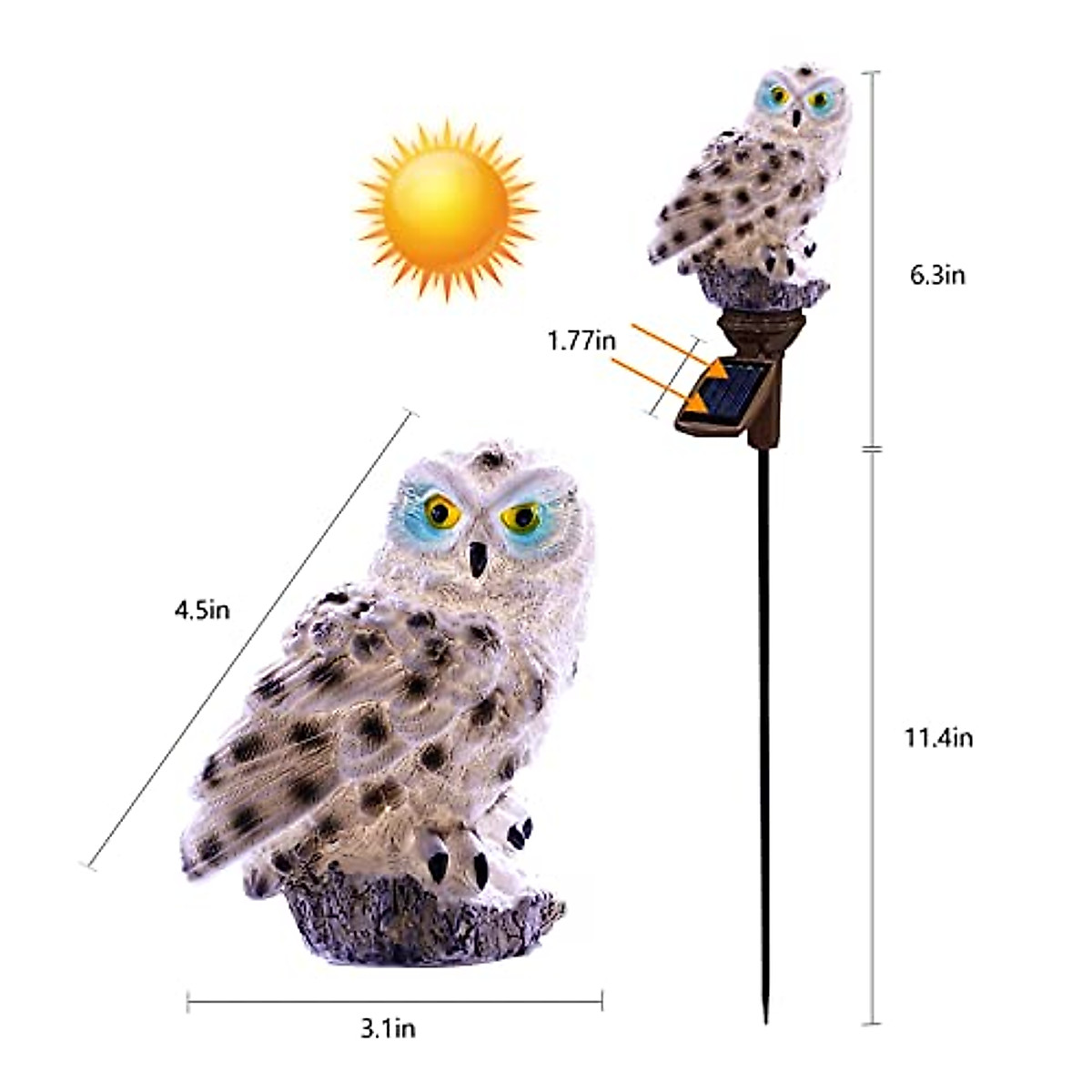 YUEFA Solar Owl Light, 3 Pack Owl Solar Light, Owls for Garden Stake Lights Outdoor Waterproof, Garden Yard Lawn Patio Landscape Lighting Decoration (White)