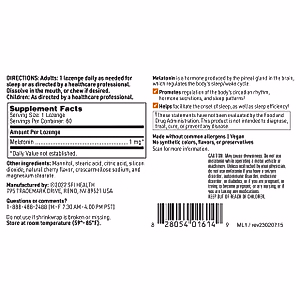 Klaire Labs Melatonin Lozenge - Fast-Dissolving, Quick Release 1 Milligram Melatonin Tablets for Men & Women with Natural Cherry Flavor (60 Dissolvable Tablets)