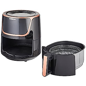 GoWISE USA GW22955 7-Quart Electric Air Fryer with Dehydrator & 3 Stackable Racks, Digital Touchscreen with 8 Functions + Recipes, 7.0-Qt, Black/Copper