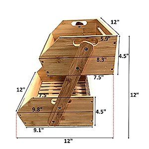 Bamboo Storage Bin - Multipurpose Open Front Stacking Bins for Kitchen & Pantry - Configurable as 2 Tier Bamboo Fruit Basket on Countertop – Ideal for Vegetables, Potato and Onion Storage Bin