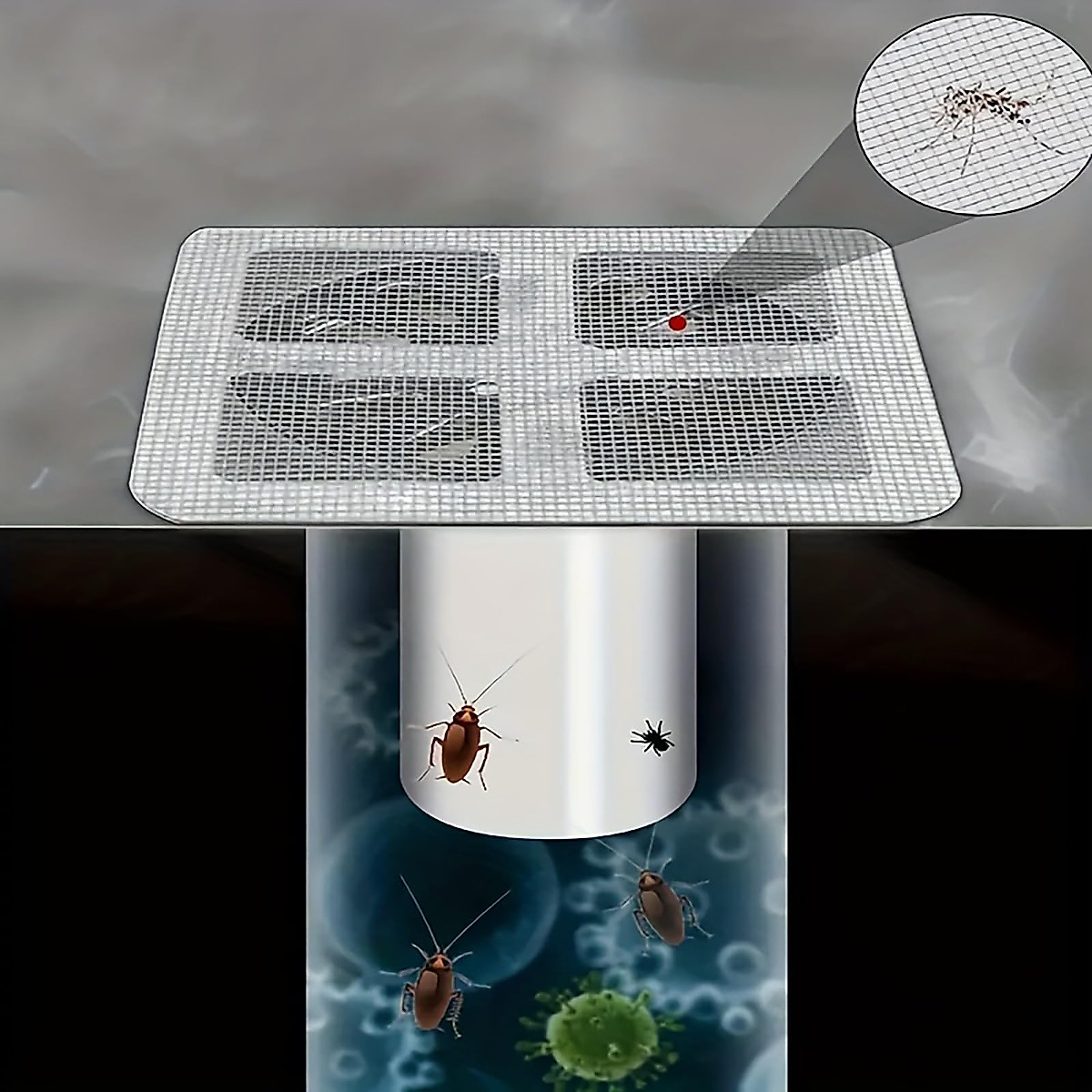 20/30/50PCS Pack Drain Mesh Cover, Mesh Shower Drain Cover, Drain Mesh Stickers, Disposable Shower Drain Hair Catcher Mesh Stickers for Shower Bathroom, Laundry, Bathtub, Kitchen, Sink (50)