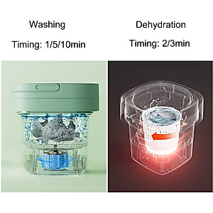 Portable Washing Machine, Folding Mini Washing Machine with Drain Basket, Fully-automatic Electric Foldable Tub Laundry Washer and Soft Spin Dry for Socks, Baby Clothes, Towels, Delicate Items (Color