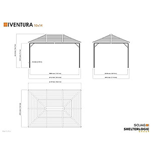 Sojag 10' x 14' Ventura Hardtop Gazebo Outdoor Weather-Resistant Aluminum Frame Sun Shelter Dark Grey