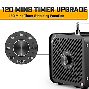 VIARRTCO Ozone Machine Generator 30000mg/h - 6000+ Sq. Ft. Ozone Machine Odor Removal for Home and Car with 120min timer All Metallic Black