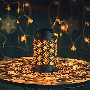 2 Pack Solar Lanterns Outdoor Hanging Retro Metal Landscape Lighting for Patio Yard Pathway Decorative, Crafted Garden Solar Lights Decor Indoor Long Lasting Performance Hollowed Out Pattern