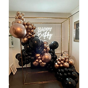 Rose Gold and Black Balloon Arch Kit, ADOINBY 140Pcs Metallic Rose Gold Black Balloon 18 12 10 5 Inch Different Size Balloons for Birthday Party Bridal Shower Wedding Engagement Anniversary Decoration