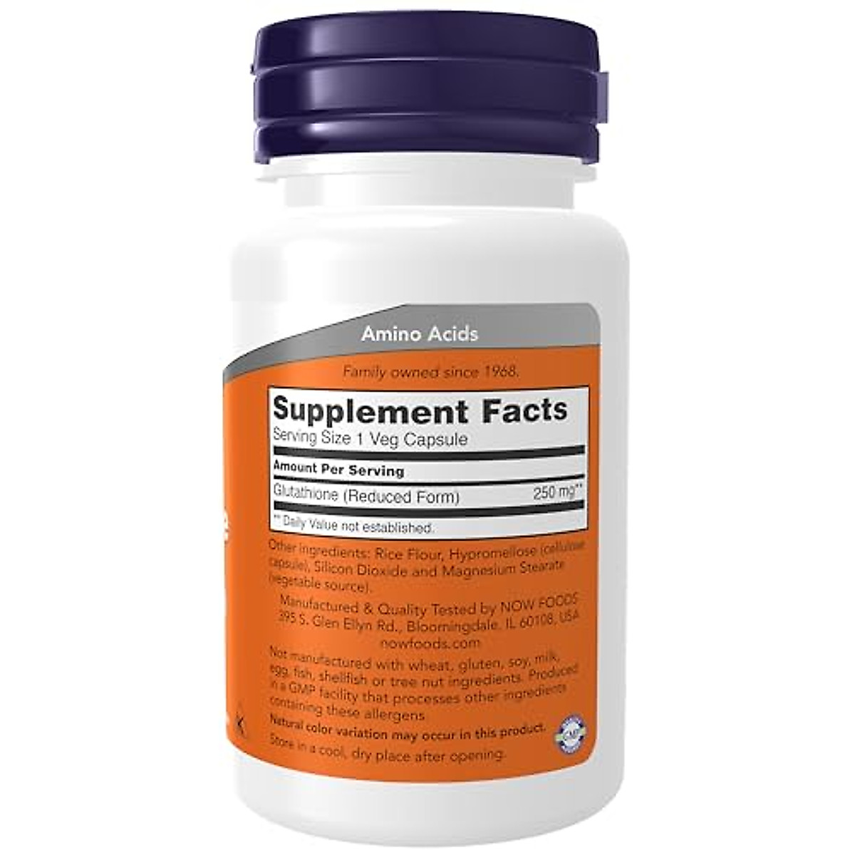 NOW Foods Supplements, Glutathione 250 mg, Detoxification Support*, Free Radical Neutralizer*, 60 Veg Capsules