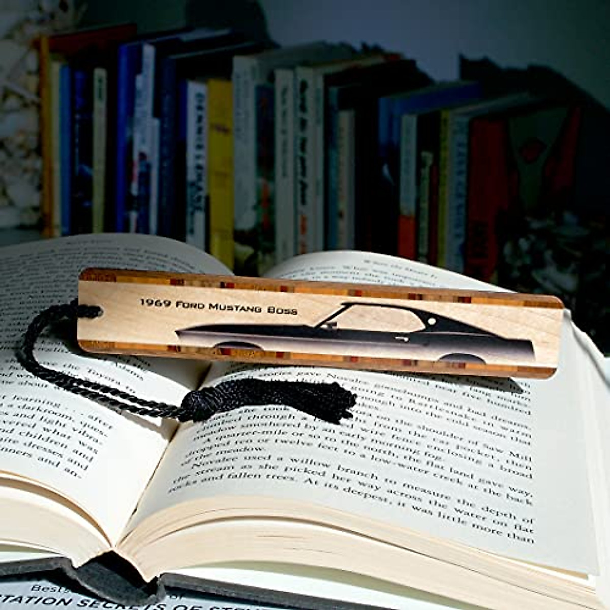 Classic Car 1969 Ford Mustang Boss Muscle Car Handmade Wooden Bookmark - Made in USA - Also Available Personalized