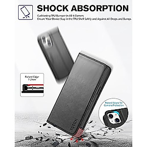 TUCCH Case Wallet for iPhone 14 6.1", [3 Card Holder] Slots Folio PU Leather Cover, [RFID Blocking] Stand Flip Case with [TPU Shockproof Interior Case] Compatible with iPhone 14 2022, Classic Black
