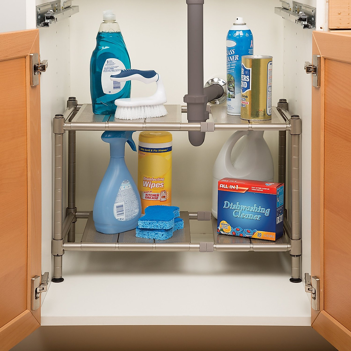 Seville Classics Expandable Under-Sink Shelf with steel Perforated Panels