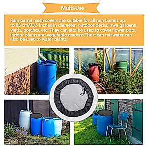 2 Pcs Mesh Cover for Rain Barrel with Drawstring, Water Collection Buckets Cover Rain Collection Barrels Netting Screen to Keep Leaves and Debris Out - 39’’