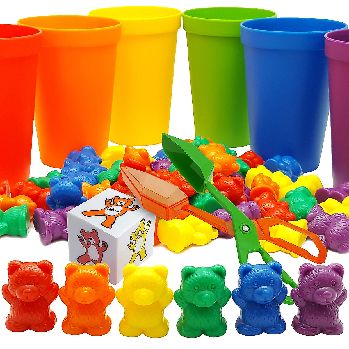 Skoolzy Rainbow Counting Bears - Size Matching Bear Cups