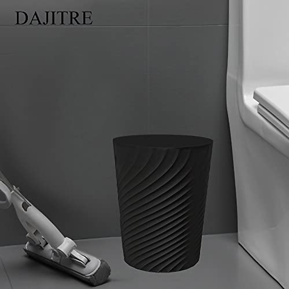DAJITRE 1.8 Gallon Small Trash Can Wastebasket Recycling Bin Slim Profile for Compact Spaces Bathroom, Office, Bedroom, Kitchen (1.8 Gallon, Black)