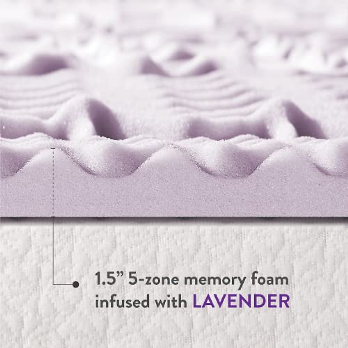 Mellow 1.5 Inch 5-Zone Memory Foam, Soothing Lavender Infusion, Full Mattress Topper