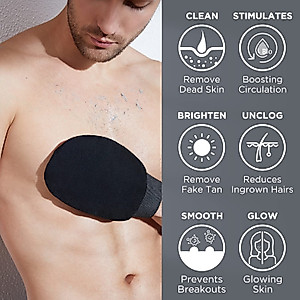 LOTTA Korean Exfoliating Mitt Exfoliating Glove for Face 2Pcs Exfoliating Gloves Bath Bathing Tanning Mitts Self Tanner Shower Body Scrub Large Size Suitable for Men and Women Black