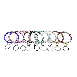 Bling Buy Rhinestone Wearable Keyring Bangle Sparkle Bracelet keychain Wristlet Key Chain for Women, Silver, 3 Inch