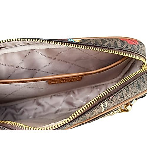 Michael Kors Jet Set East West Chain Crossbody MK Signature Multi Girls Print Milan Edition (Brown)