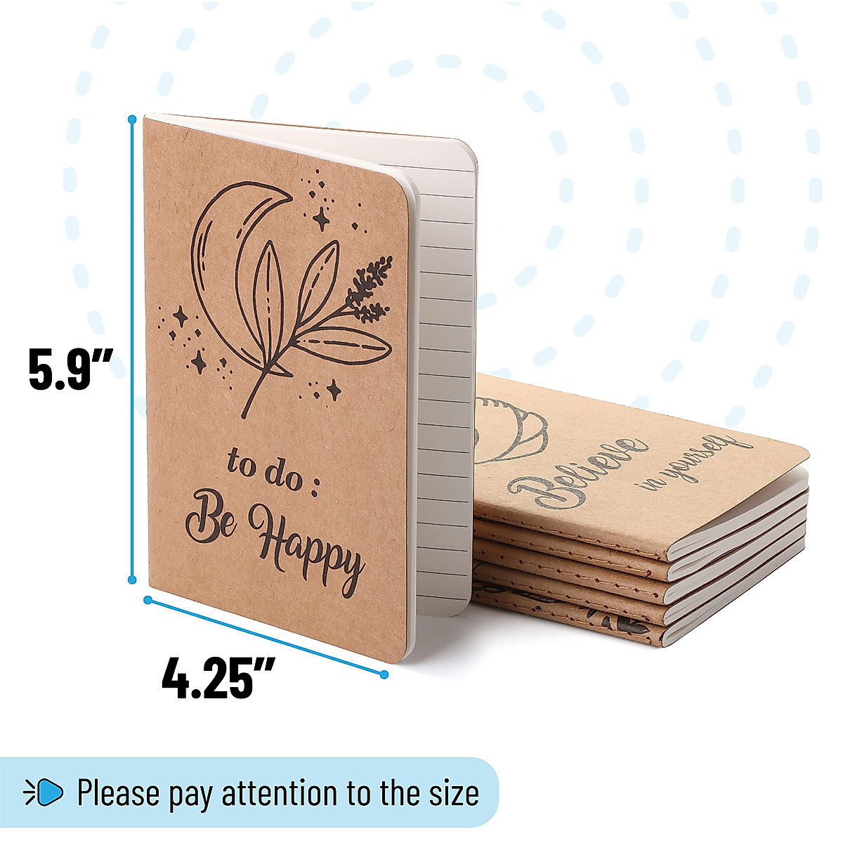 Mr. Pen- Kraft Notebooks, A6 Sized, 4.25 x 5.9, 6 pcs, Mini Notebooks, Small Journal Notebook, Lined Pocket Notebook, Mini Notebook, Cute Mini Notebook, Kraft Paper Notebook, a6 Notebook