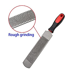 Qlvily 12 Inch Hoof Rasp, Horseshoe File with Rubber Handle, Carbon Steel Farrier File Tool, Suitable for Horse/Goat/Cow/Donkey/Animal Hooves, Strong, Durable