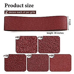 Sanding Belts and Sanding Discs Set for Power Combination Disc & Belt Sander 10 PCS 4 x 36” Aluminum Oxide Sanding Belts and 12 PCS 6” PSA Self Adhesive No-hole Sticky Back Sanding Discs(80-400 Grit) 