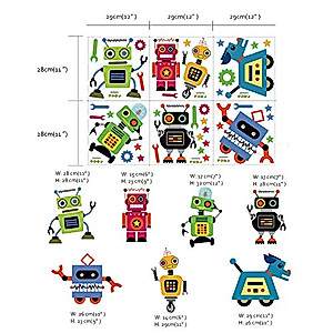 Runtoo Robots Wall Decals Educational Wall Art Stickers for Classroom Kids Boys Bedroom Wall Décor