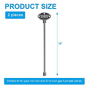 MOASKER 2 Pieces Universal Gas Fireplace Valve Key, Long Gas Fireplace Key, Gas Shut Off Key Tool for Natural Gas Fire Pit Accessories, 1/4" and 5/16" Turn Ball Valve - 18 Inches