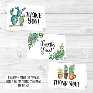 24 Cactus Thank You Cards With Envelopes Bulk - Housewarming Thank You Cards Wedding Thank You Cards With Envelopes Kids, Baby Shower Thank You Cards Graduation Thank You Notes With Envelopes Set